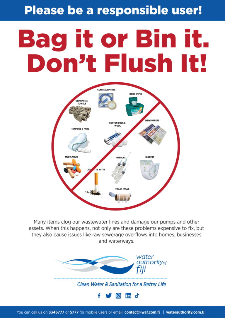 Bag it or Bin it. Don’t Flush It! – Water Authority of Fiji