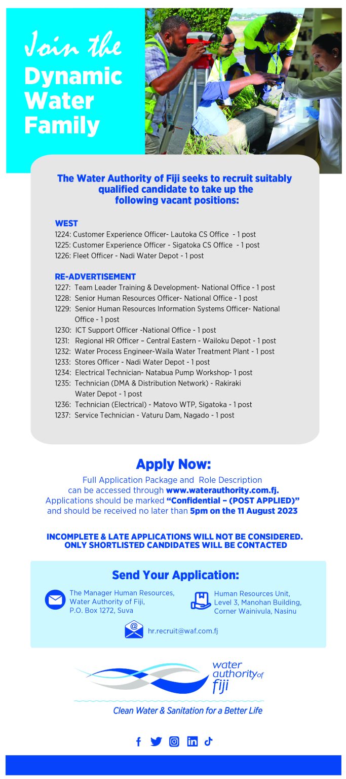 Vacancies – Water Authority of Fiji