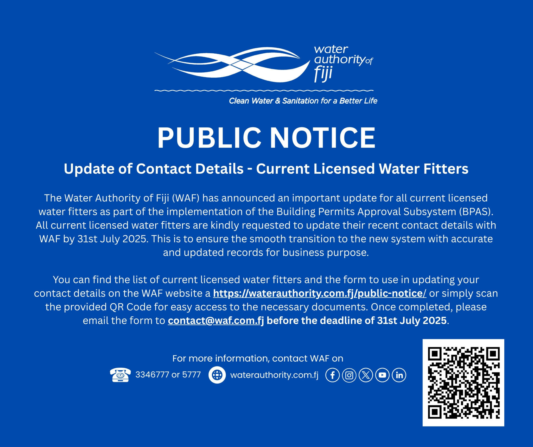 Update of Contact Details – Current Licensed Water Fitters – Water ...